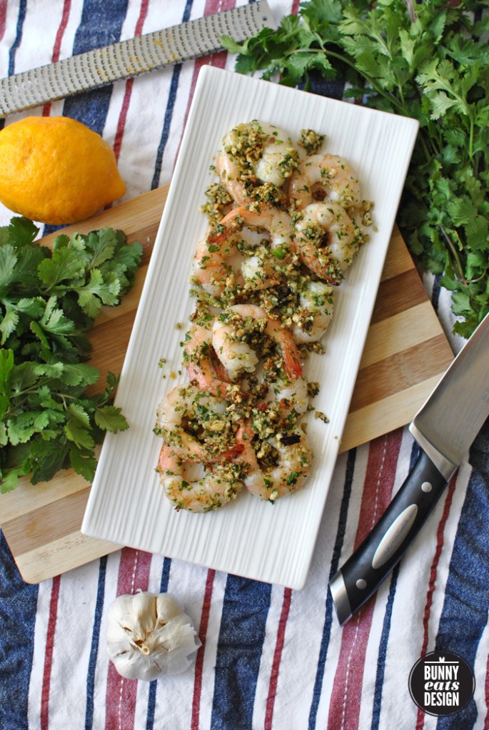 Grilled prawns with cashew coriander pesto | Bunny Eats Design