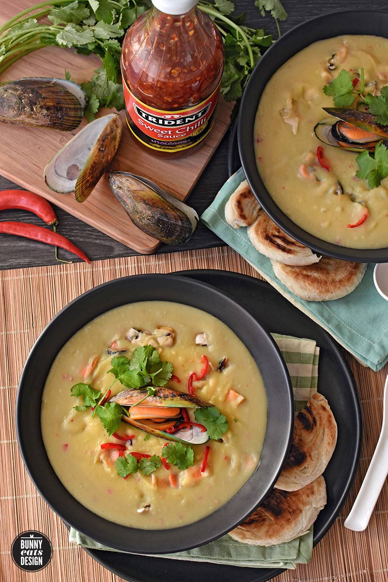 Thai coconut mussel and kumara chowder | Bunny Eats Design